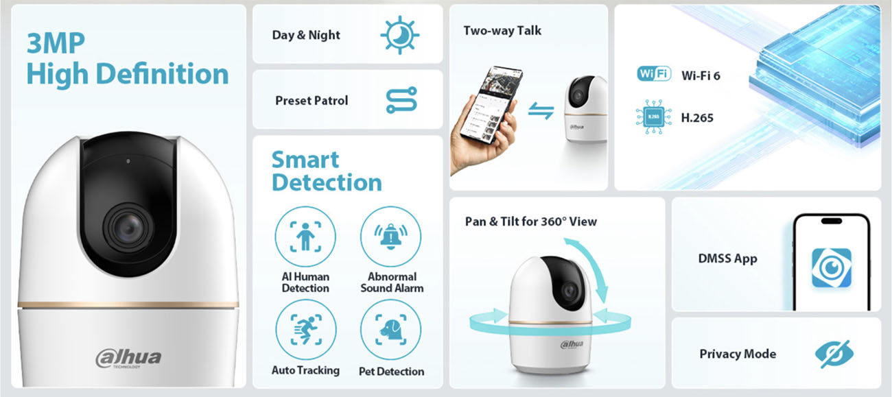 Dahua Hero A1 Security Camera / 3MP Resolution / Live Streaming + Phone ...